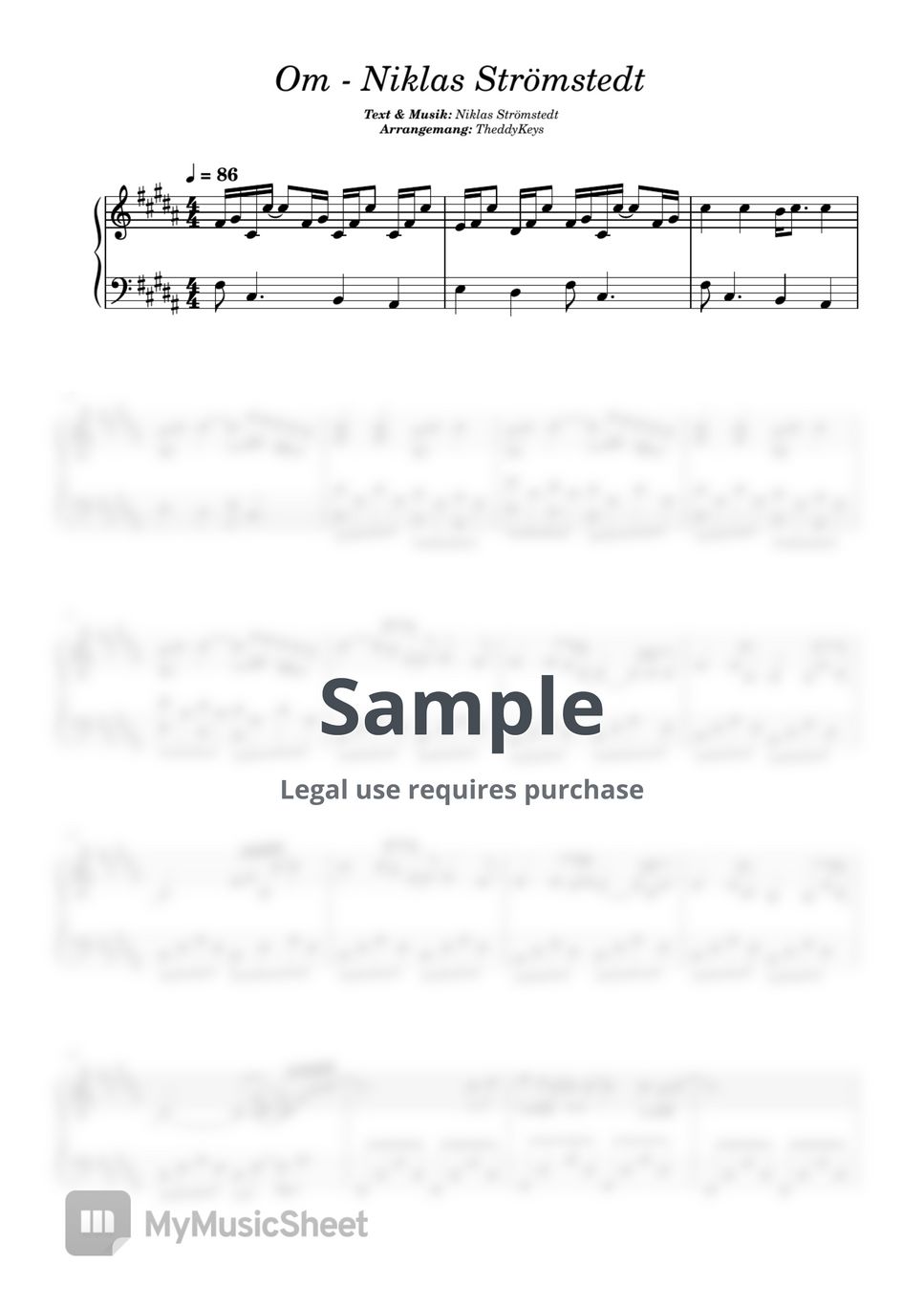 Niklas Strömstedt - Om Sheet Music by TheddyKeys