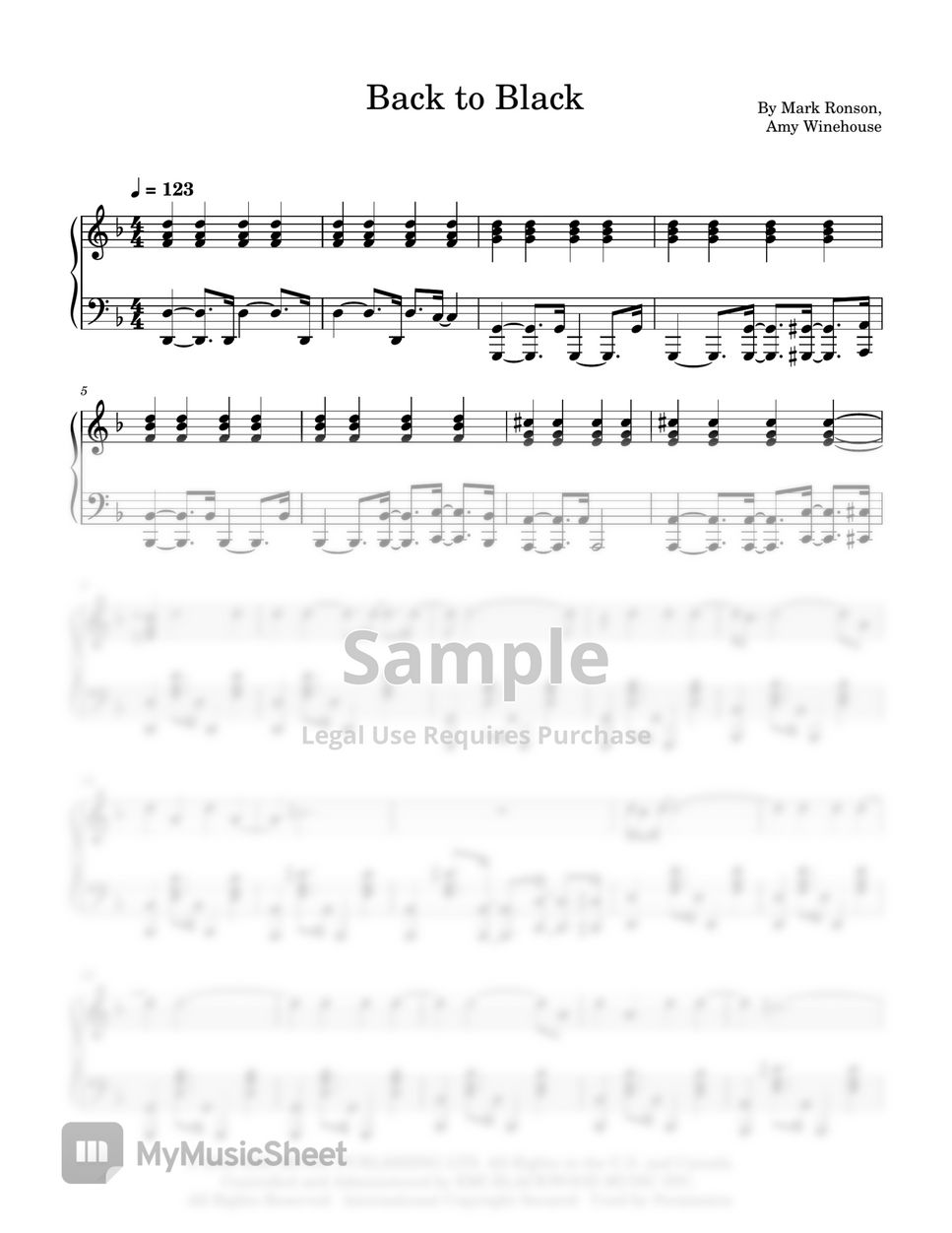 Amy Winehouse - Back To Black Sheets by Piano Go Life