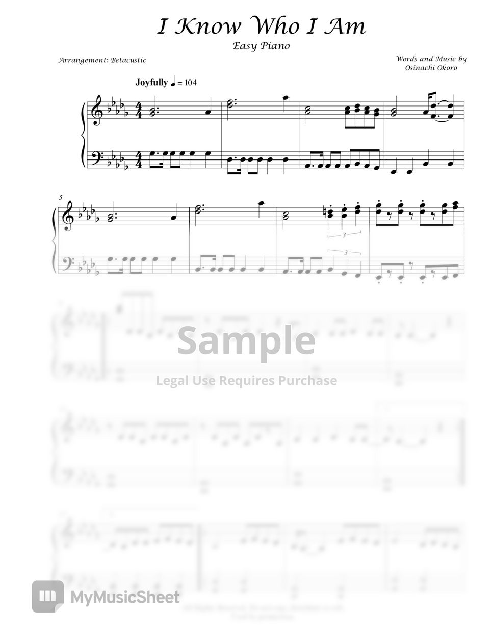 Osinachi Okoro - I Know Who I Am (Easy PIano) 악보 by Betacustic