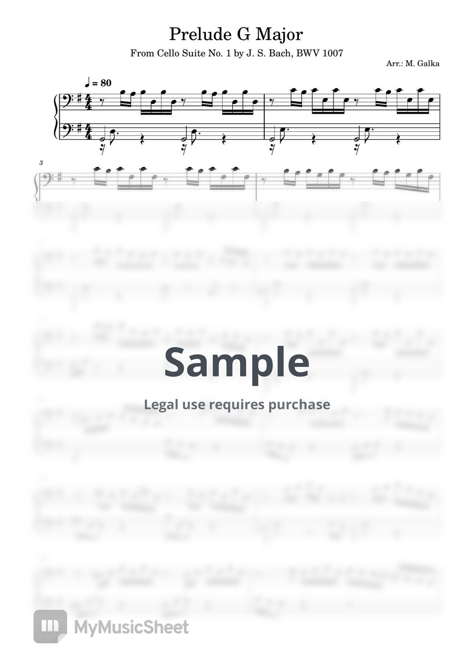 Johann Sebastian Bach - Prelude (aus Cello Suite No. 1 in G Major) BWV ...