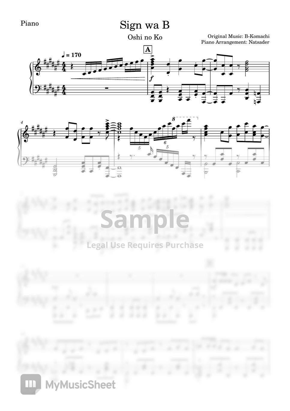 B-Komachi - サインはB ( Sign wa B ) نوتة by Natsader