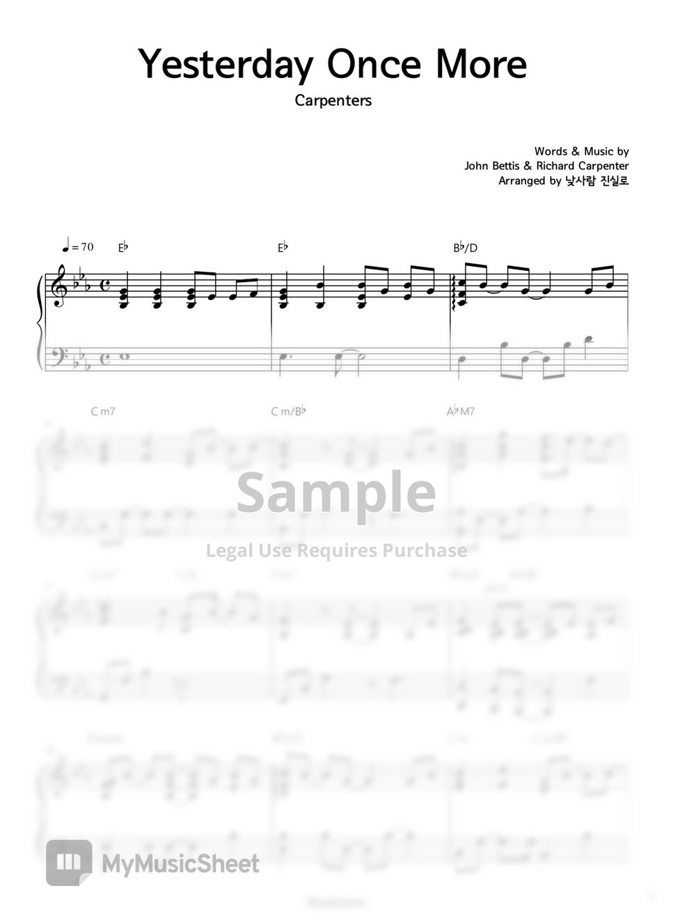 The Carpenters - Yesterday once more Sheets by Realpiano