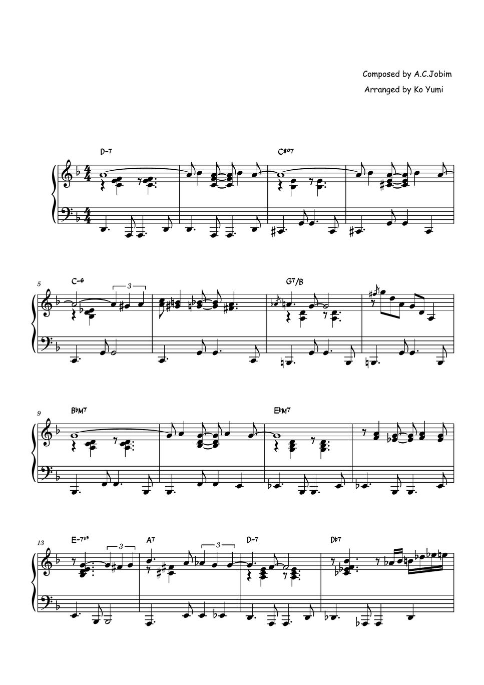 A.C.Jobim - How Insensitive (Bossa Nova Solo) Sheets by KoYumi Music