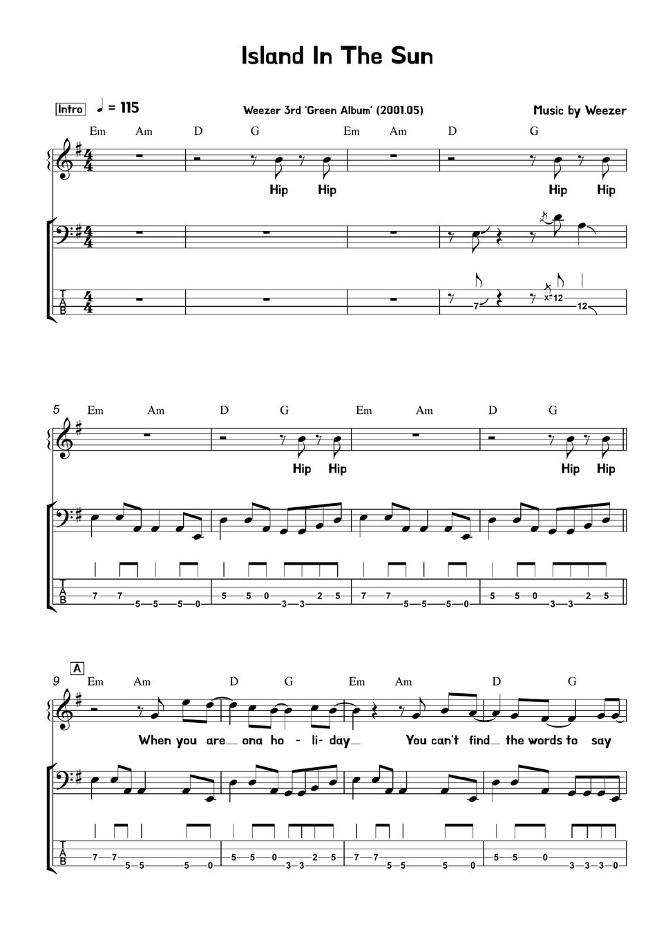 Weezer - Island In The Sun Sheet by Kimme