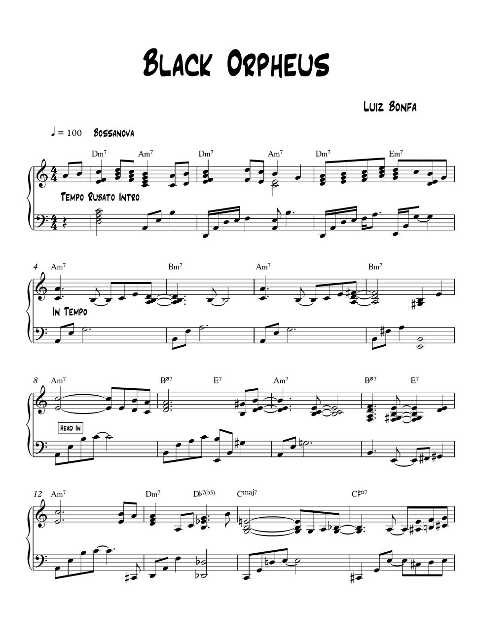 Luiz Bonfa - Black Orphesu (Bossanova) نوتة by MIWHA