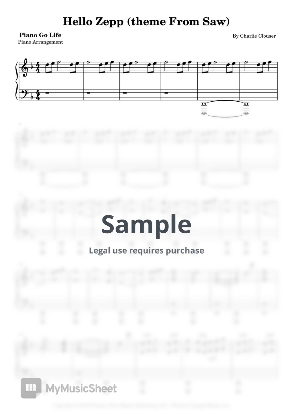 Saw Main Theme - Hello Zepp Sheet Music by Piano Go Life