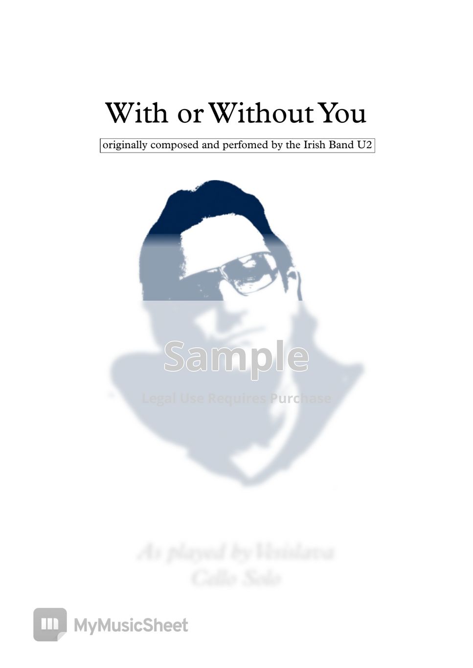 U2 - With or Without You (+Finger marks) 악보 by Vesislava