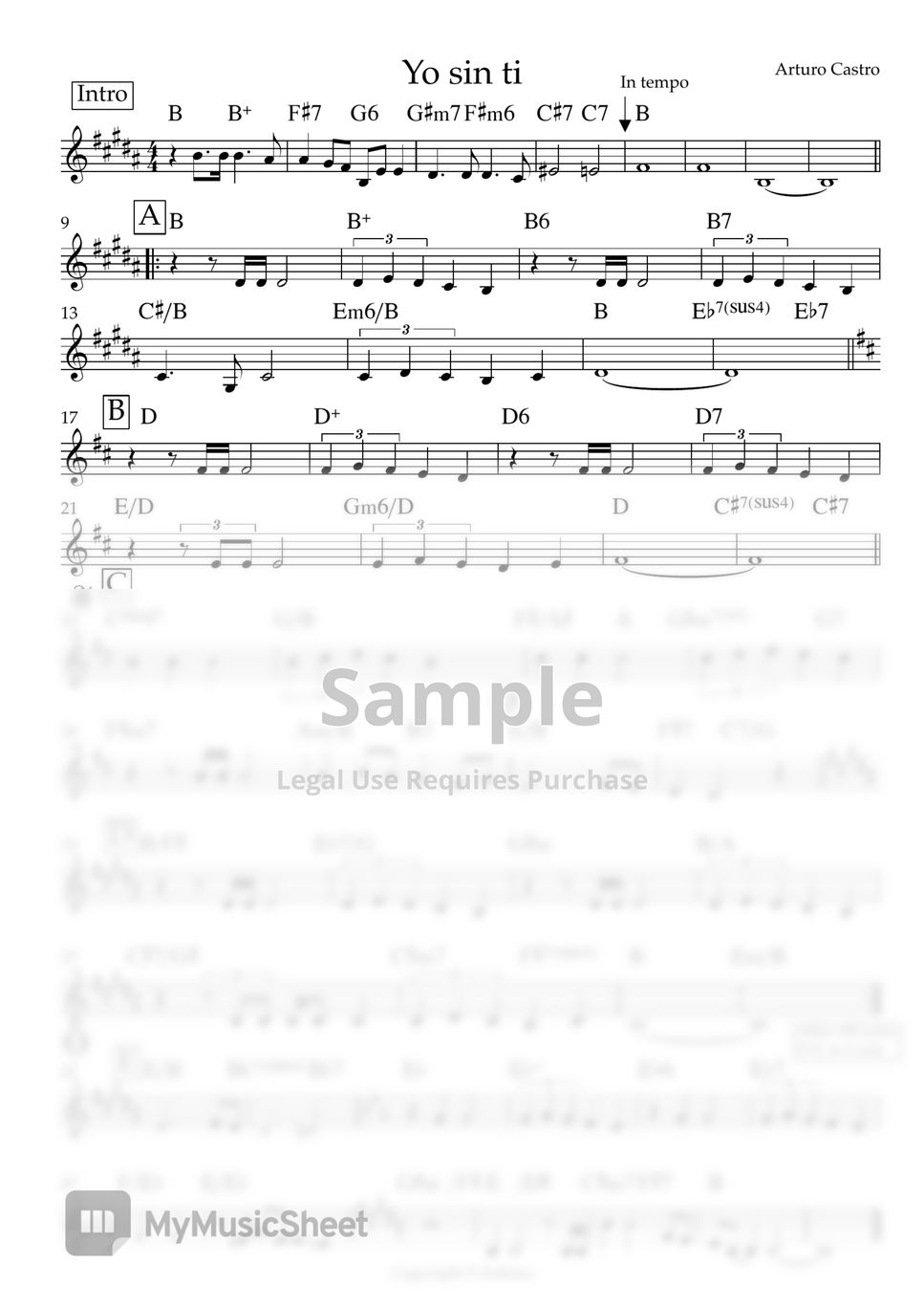 Arturo Castro - Yo Sin Ti - Charlie Haden Ver. Sheets by SheetMusicOnly1page