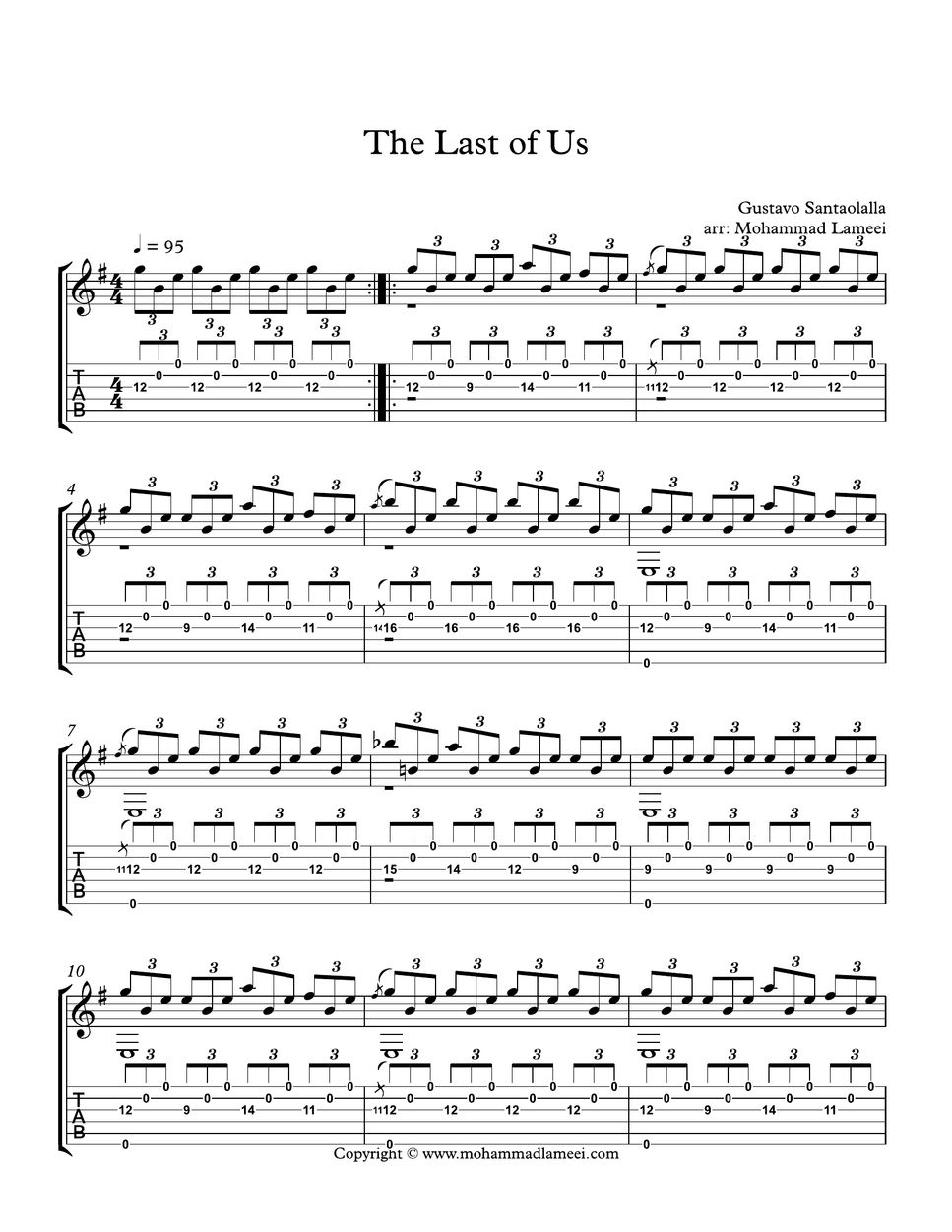 Gustavo Santaolalla - The Last of Us Tab + 1staff by Mohammad Lameei