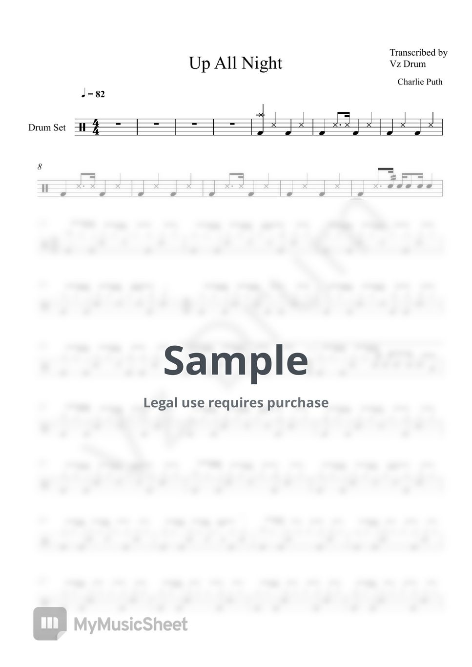 Charlie Puth - Up All Night 악보 by Vz Drum
