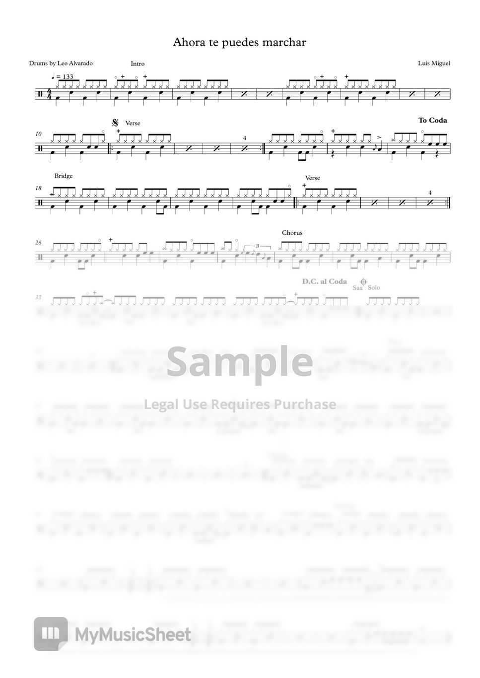 Luis Miguel - Ahora te Puedes Marchar Sheets by Drum Transcription: Leo ...