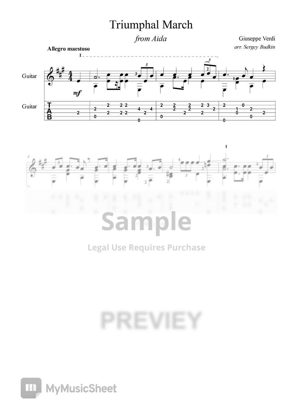 Verdi - Aida - Triumphal March Sheet Music by Buddy_King