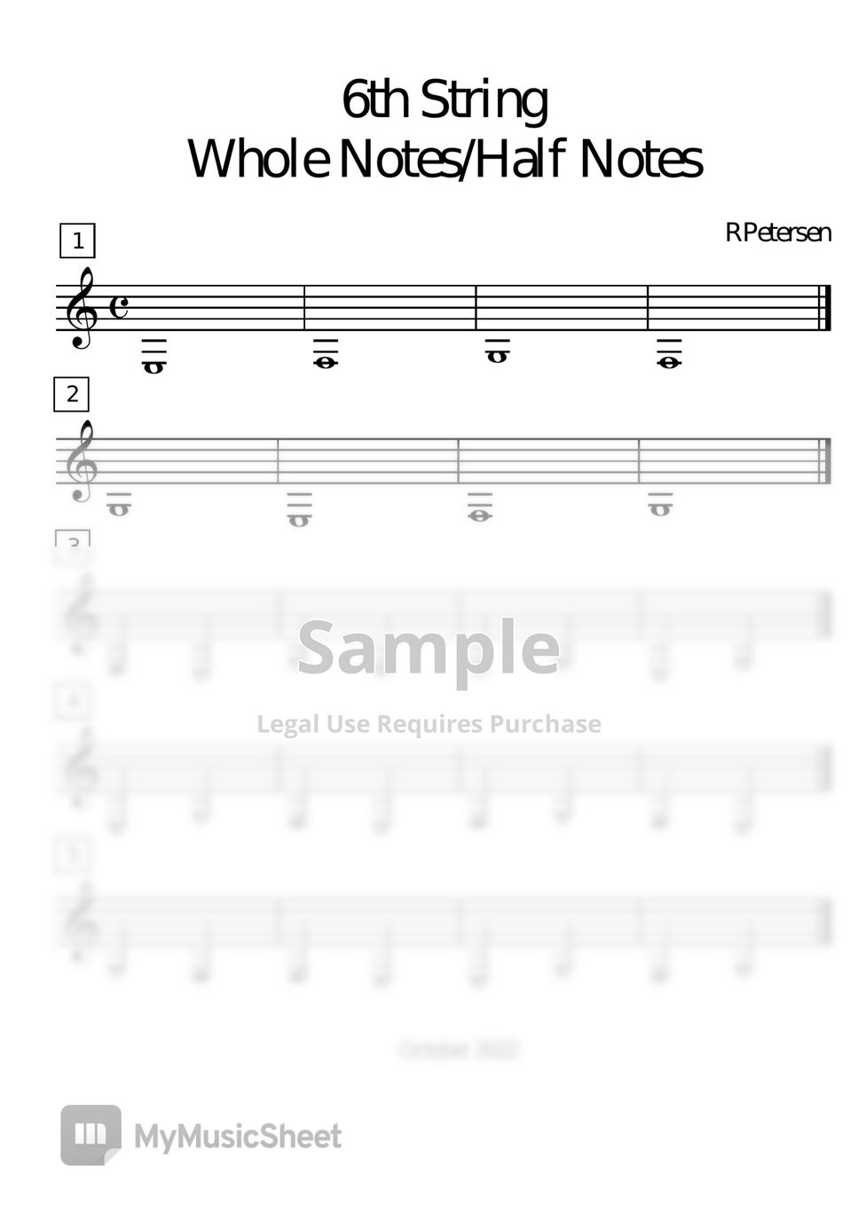 Ryan Petersen - 6th String Guitar Notes Exercises Sheets by Ryan Petersen
