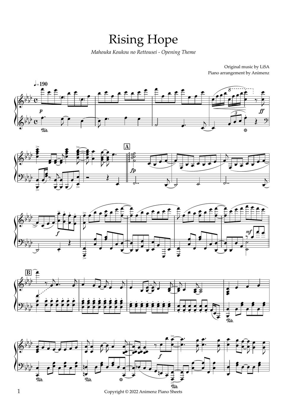 LiSA - Rising Hope 楽譜 by Animenz