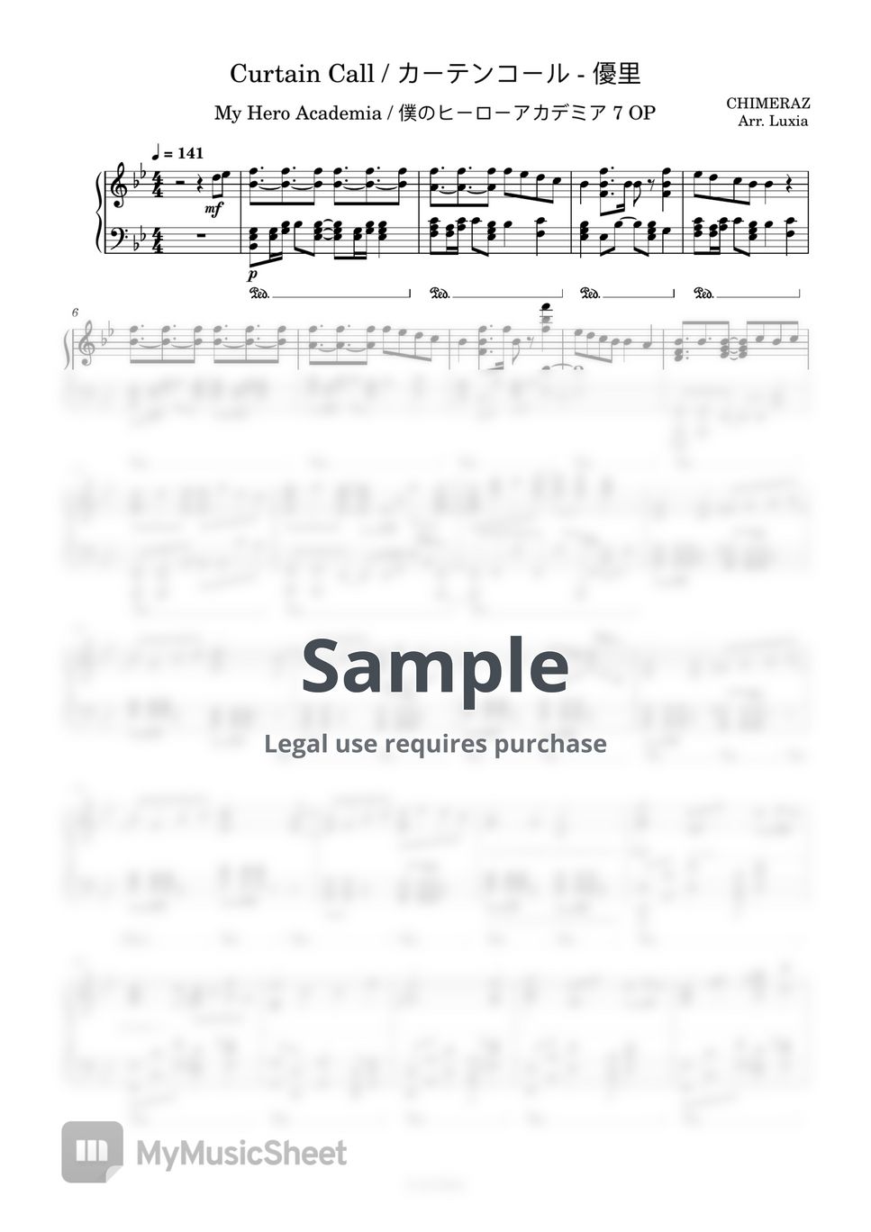 Yuuri - Curtain Call (My Hero Academia) Sheet Music by Luxia