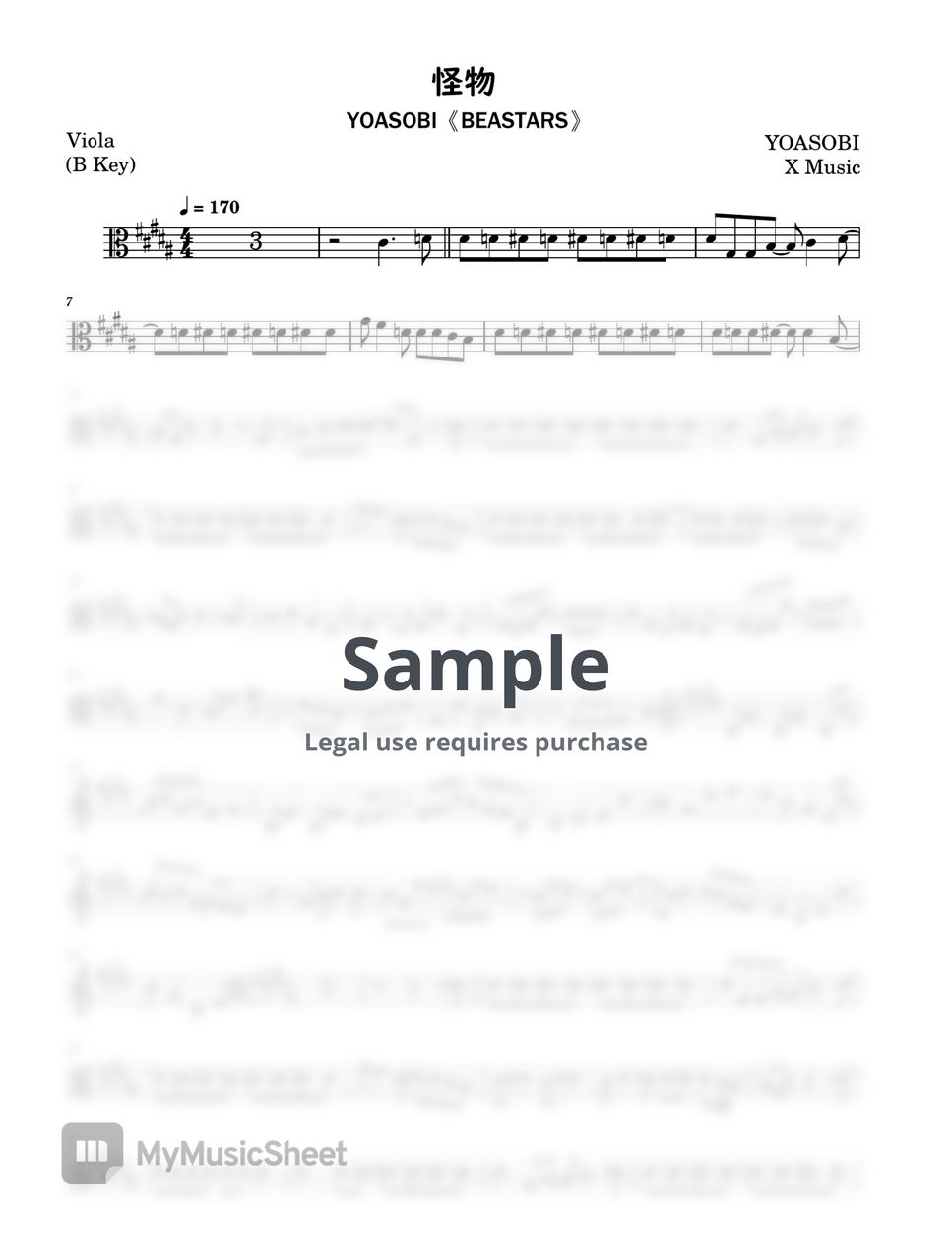 YOASOBI - 怪物 (BEASTARS/B.Bb.Eb Key/附伴奏連結(With Karaoke Links)/含簡譜 ...