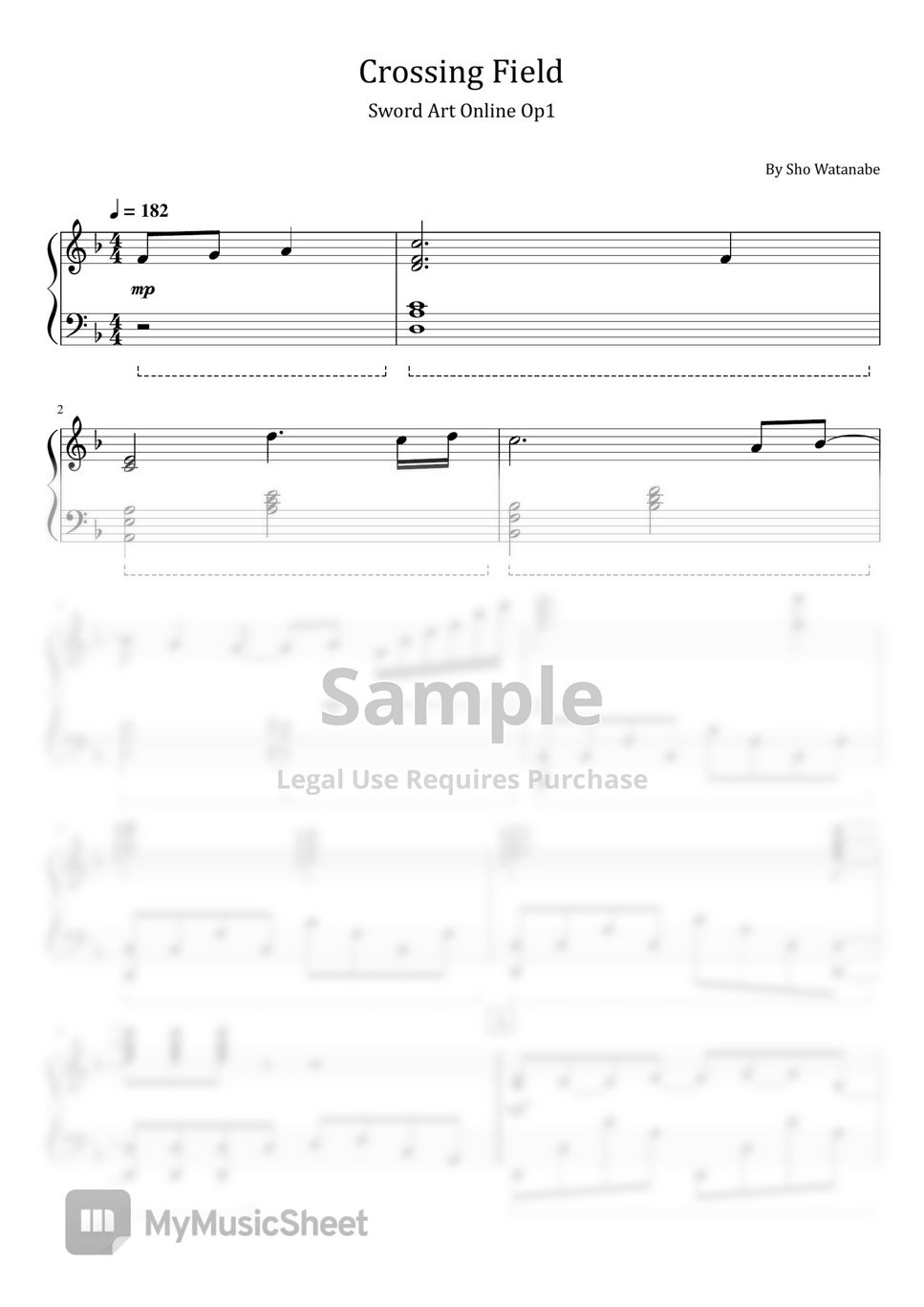 Sho Watanabe - Crossing Field (Sword Art Online OP1 - For Piano Solo ...