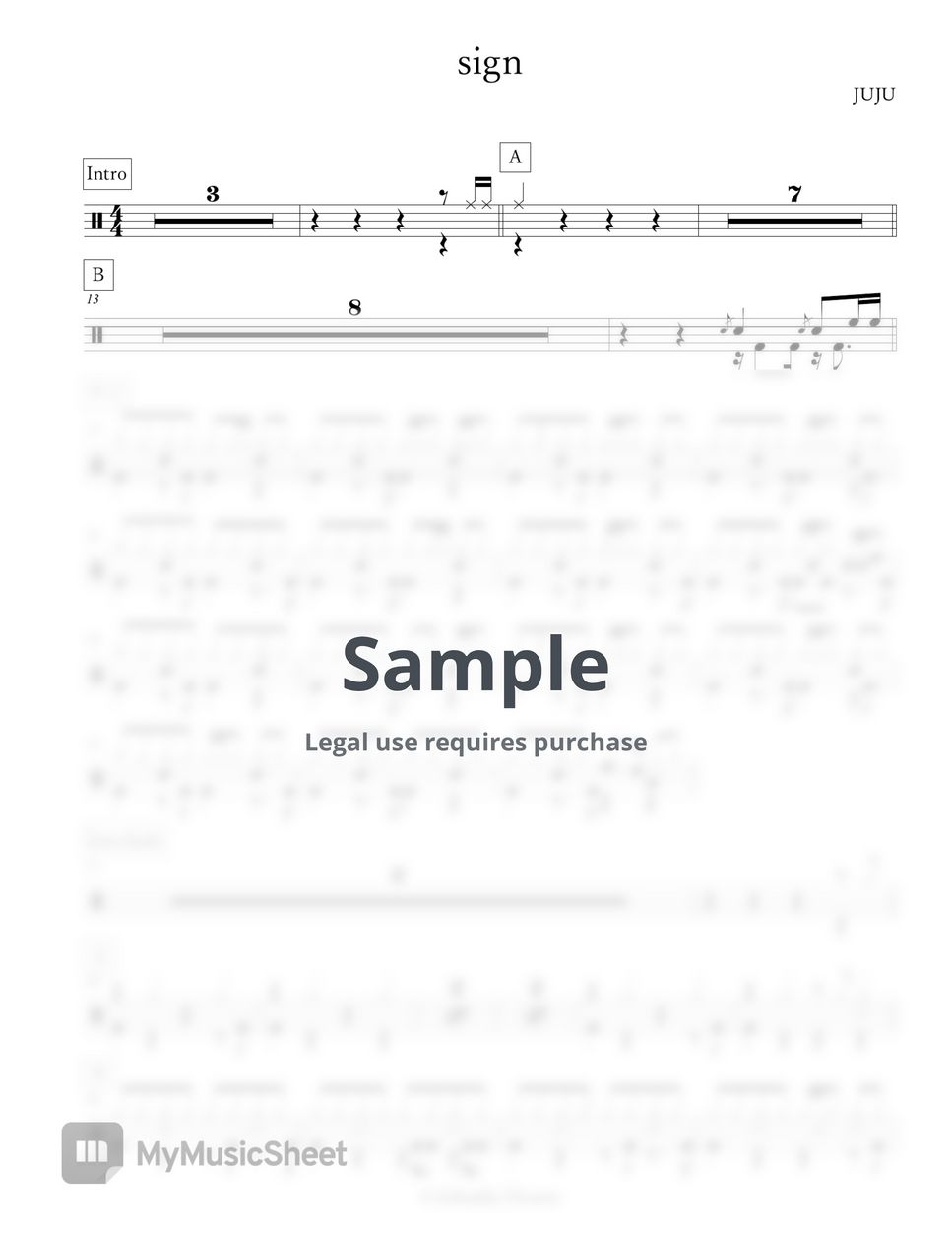 JUJU - sign Sheets by Arkadia Drums
