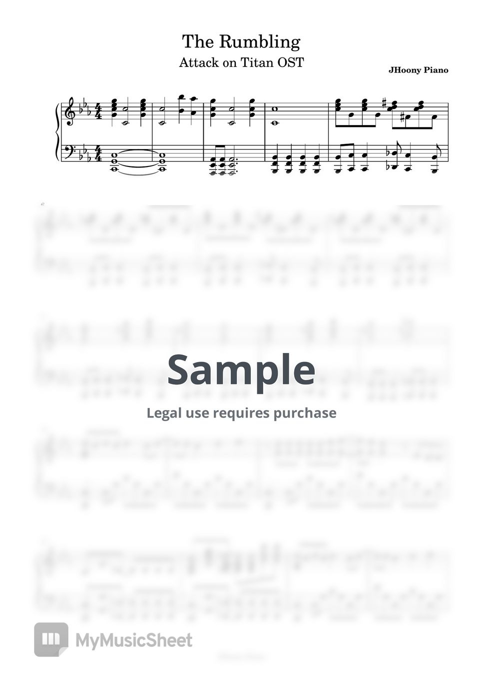 Attack on Titan OST - The Rumbling Sheets by JHoony Piano