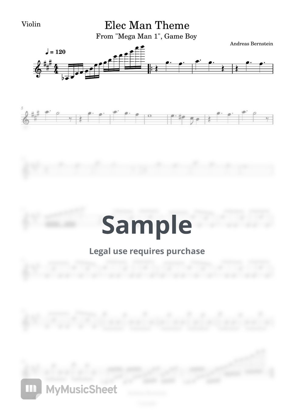 Mega Man - Elec Man Theme (Violin) 악보 by Andreas Bernstein