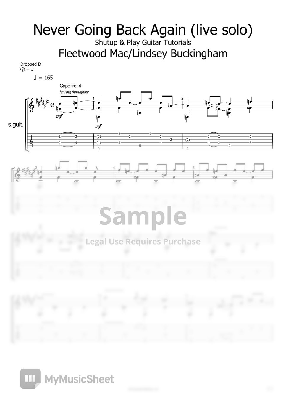 Fleetwood Mac - Never Going Back Again (live solo) Sheets by Shutup ...