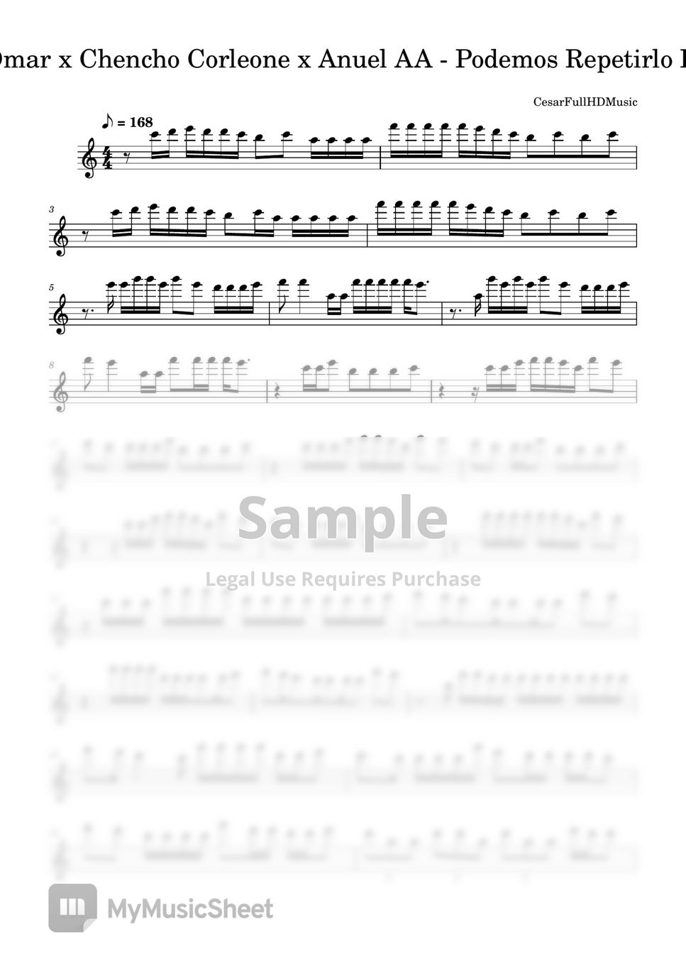 Don Omar x Chencho Corleone x Anuel AA - Podemos Repetirlo Remix Sheets