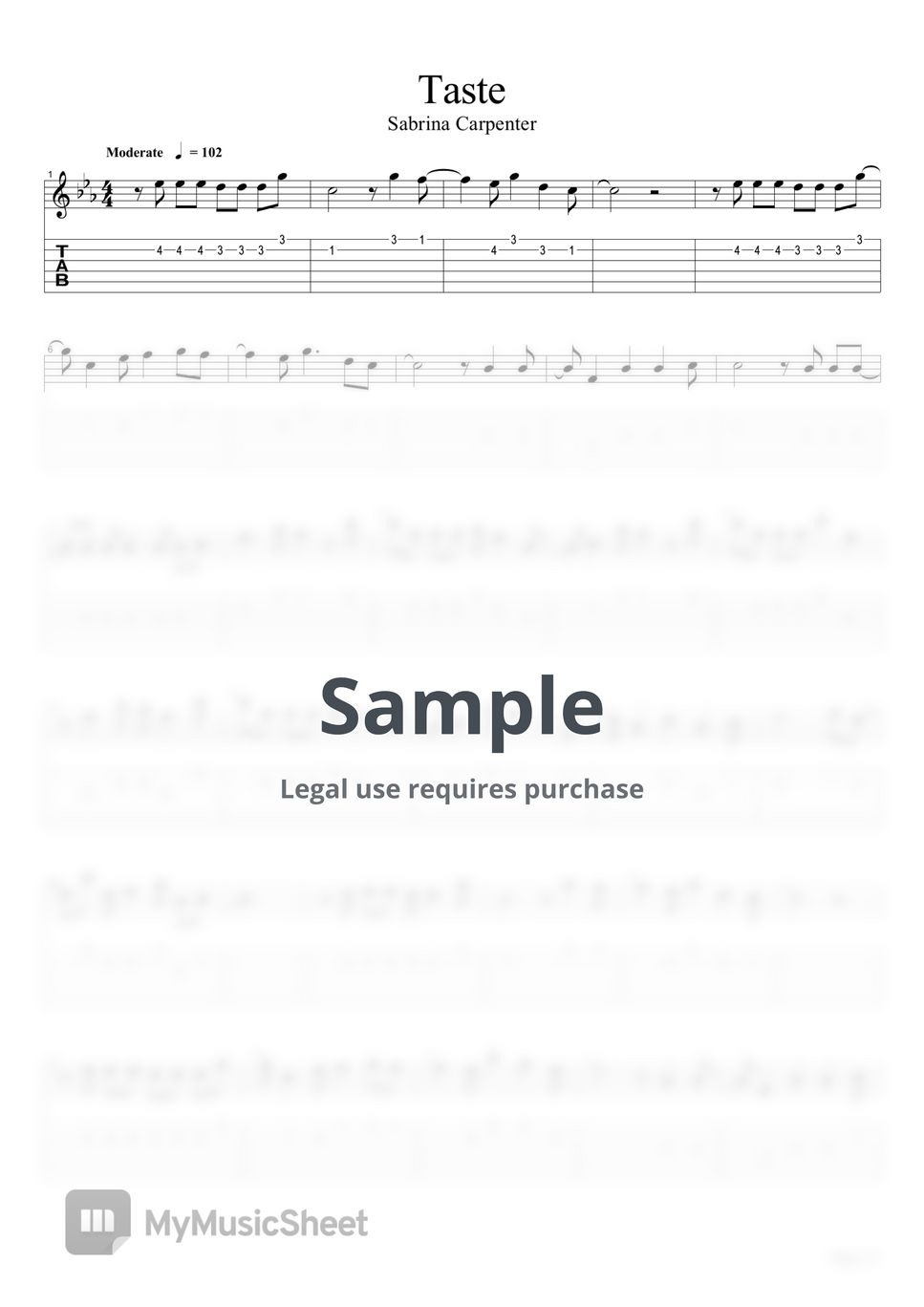 Sabrina Carpenter - Taste Sheet Music by Dario D'Aversa
