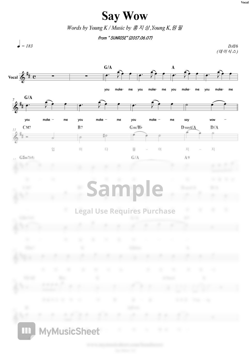 DAY6 - Say Wow | Vocal 楽譜