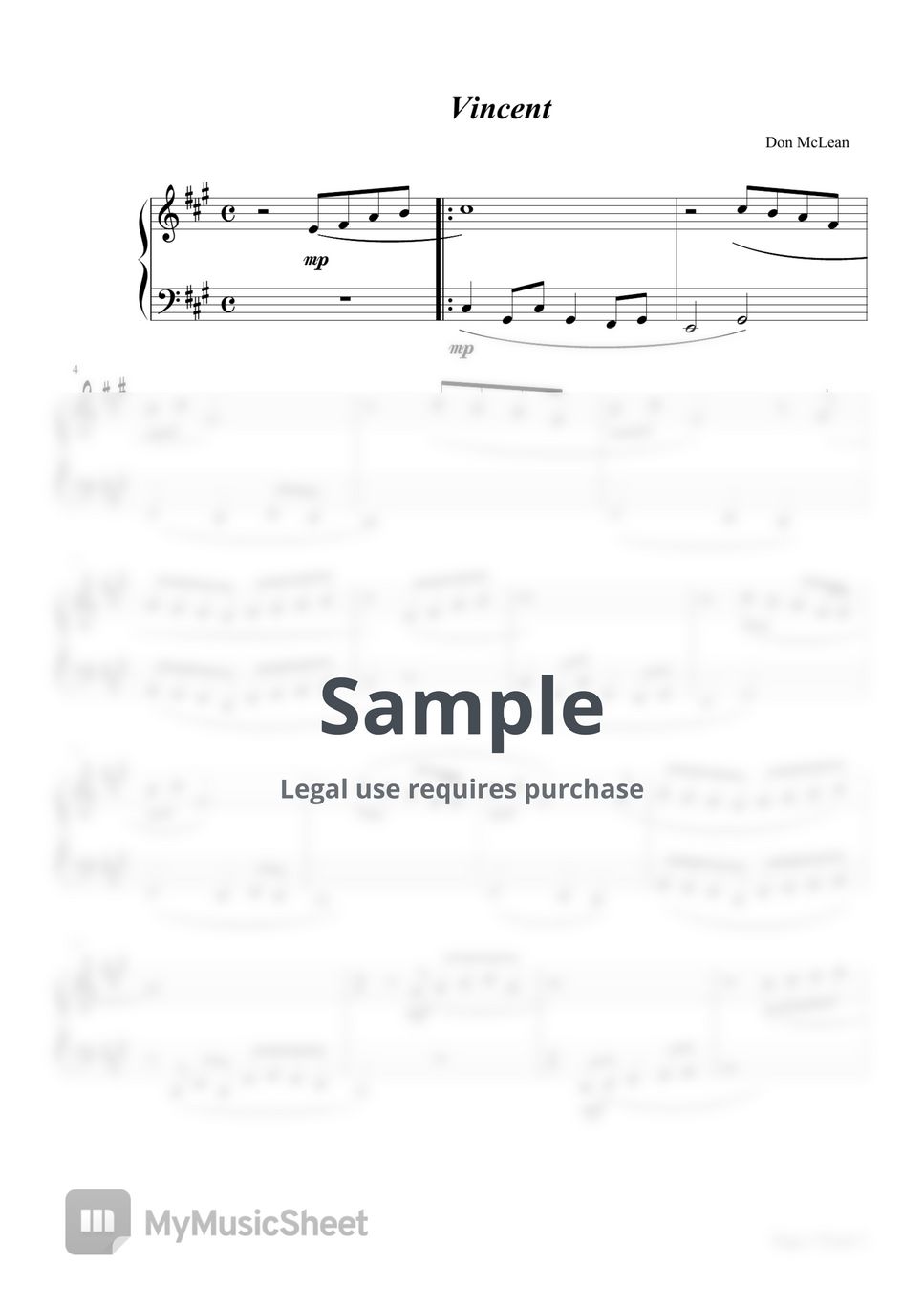 Don McLean - Vincent (Don McLean) Sheets by Yilun