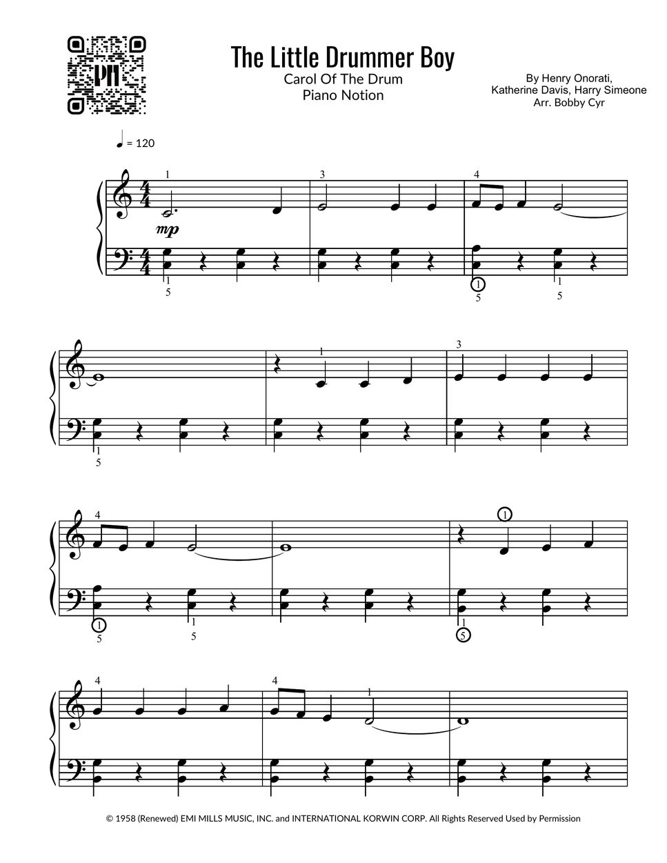 Bing Crosby - The Little Drummer Boy - Carol Of The Drum (Piano Solo ...