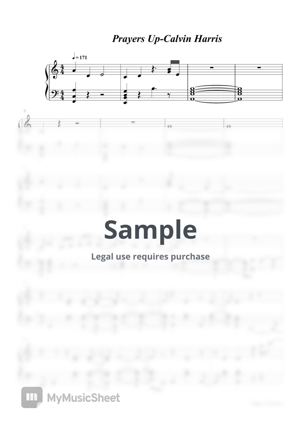 Calvin Harris - Prayers Up (Calvin Harris) Sheet Music by Yilun