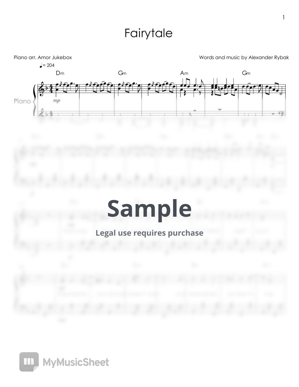 Fairytale Sheet Music by Amor Jukebox