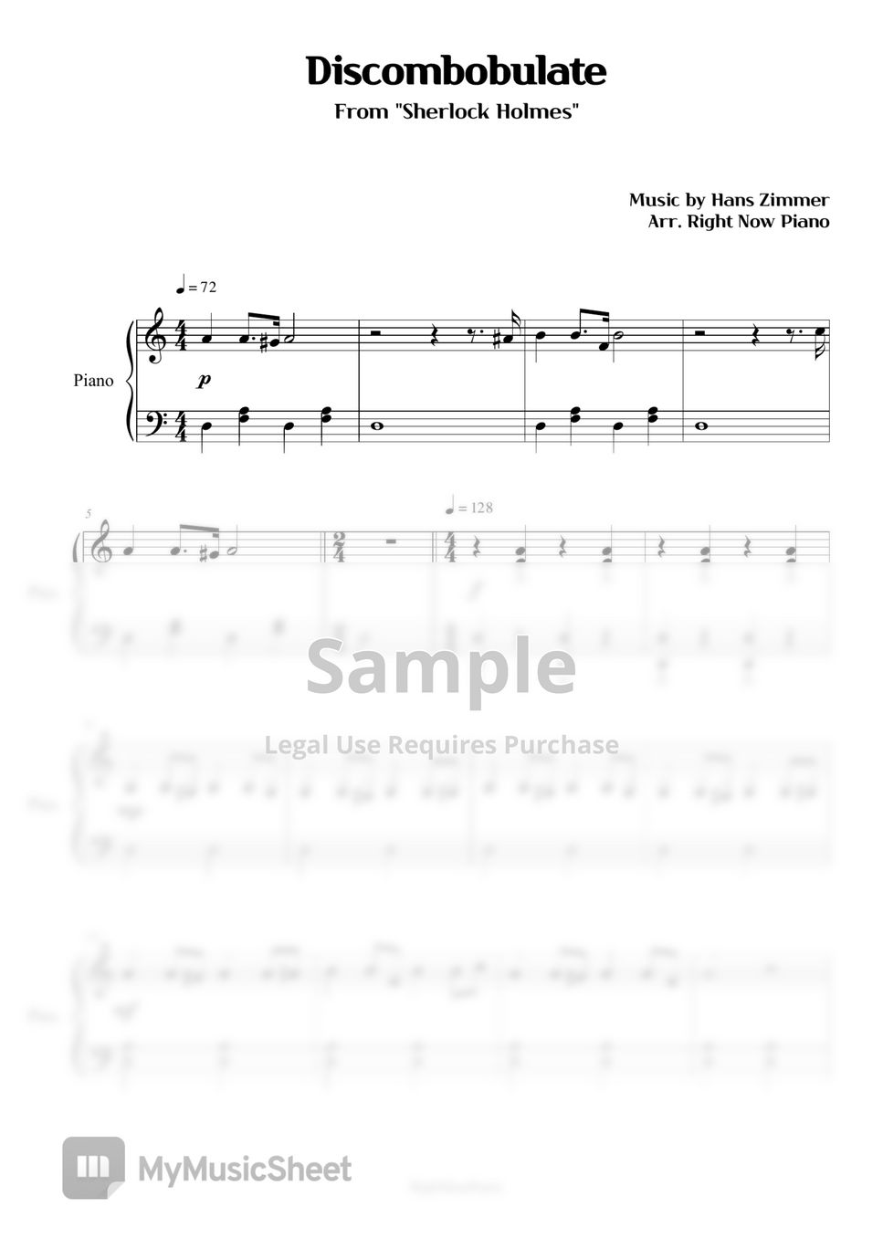 Sherlock Holmes - Discombobulate Sheet Music by Right Now Piano