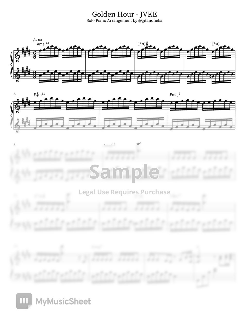 JVKE - GOLDEN HOUR Sheet Music by Gita Nofieka