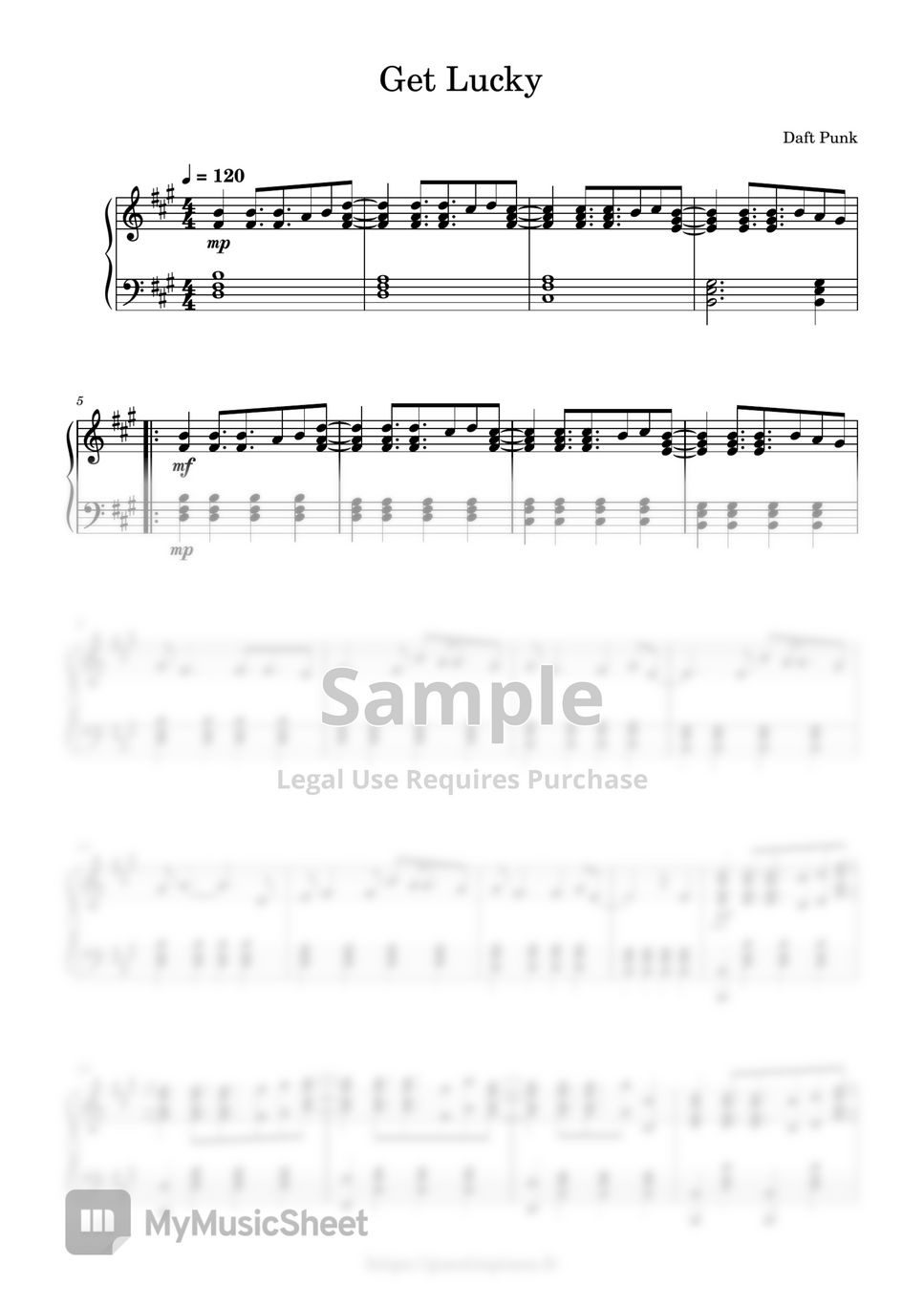 Daft Punk - Get Lucky Sheet Music by GuestinPiano
