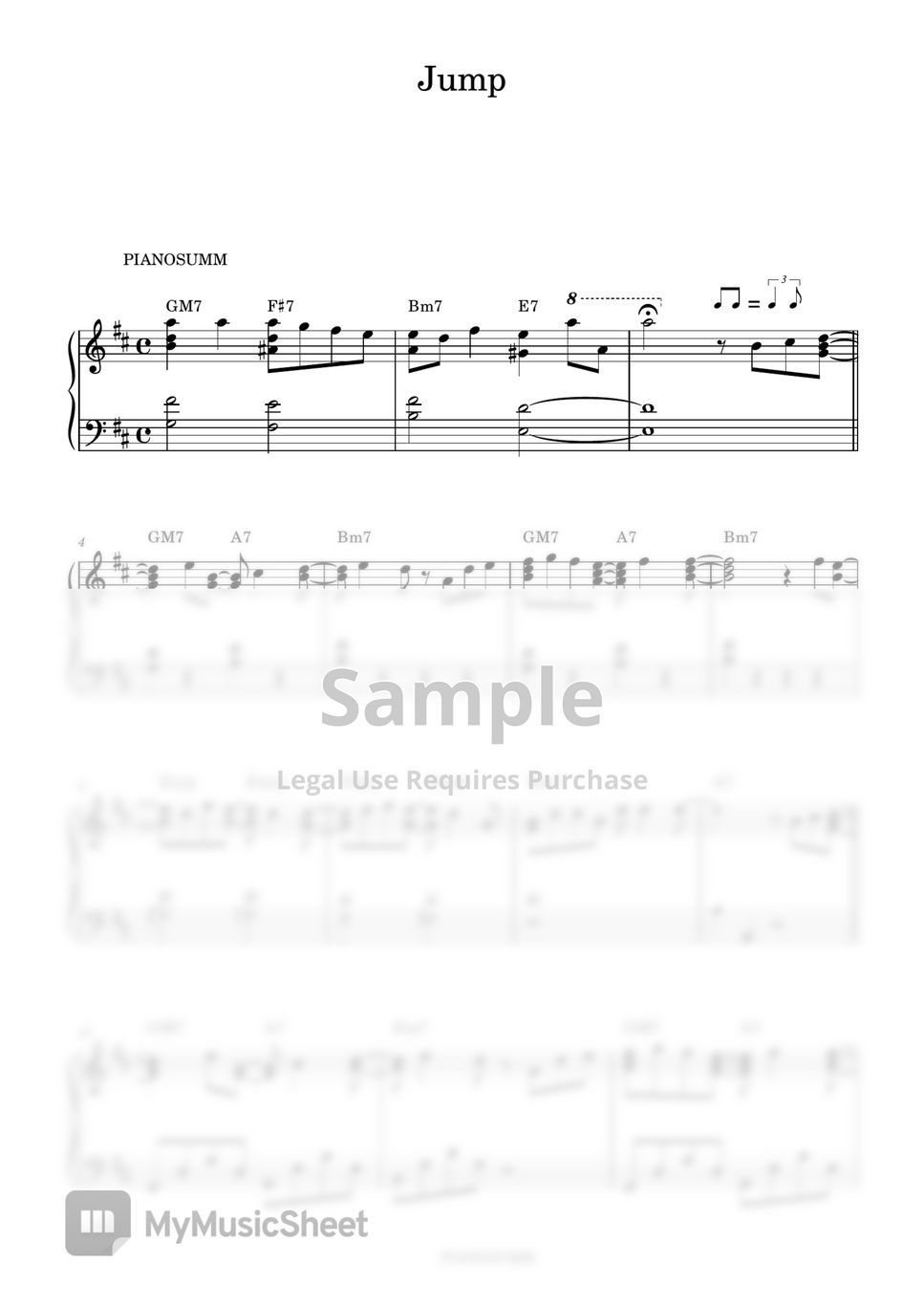 J Rabbit (제이레빗) - Jump 악보 by PIANOSUMM