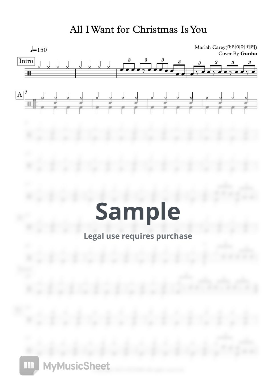 Mariah Carey (머라이어 캐리) - All I Want For Christmas Is You Sheets by ...