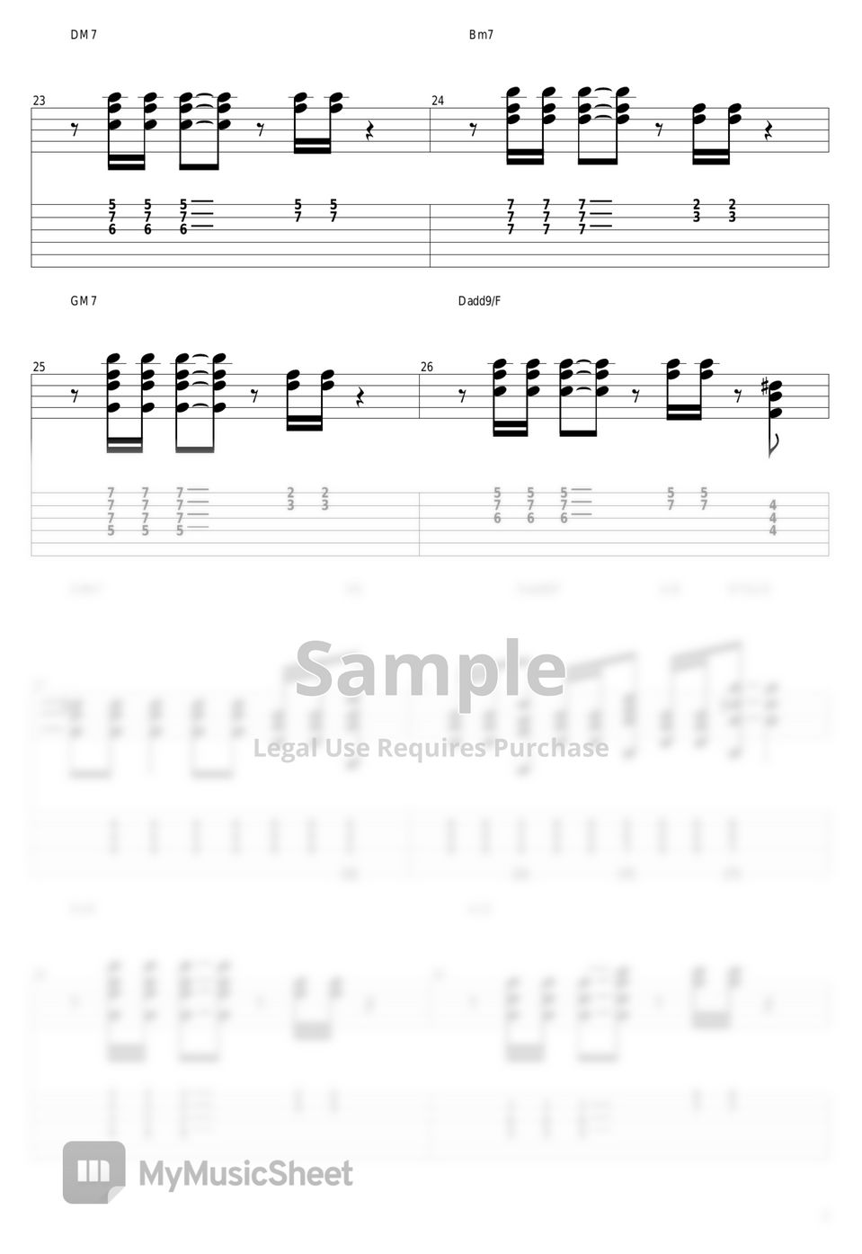 山下達郎 - Ride On Time TAB+1 Staff by guitar cover with tab