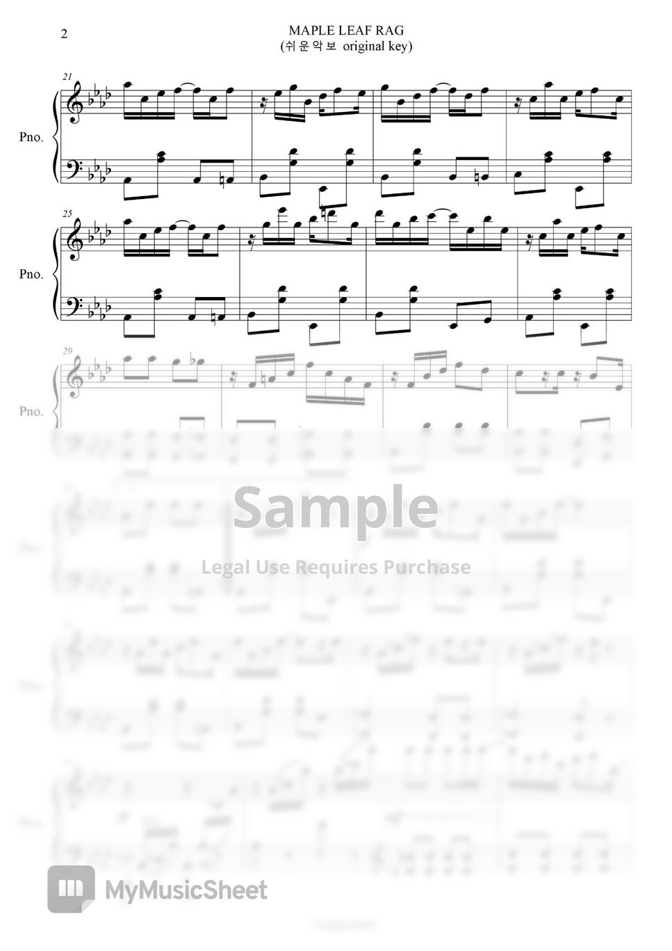 Scott Joplin - MAPLE LEAF RAG (easy piano orginal key) Sheets by ...