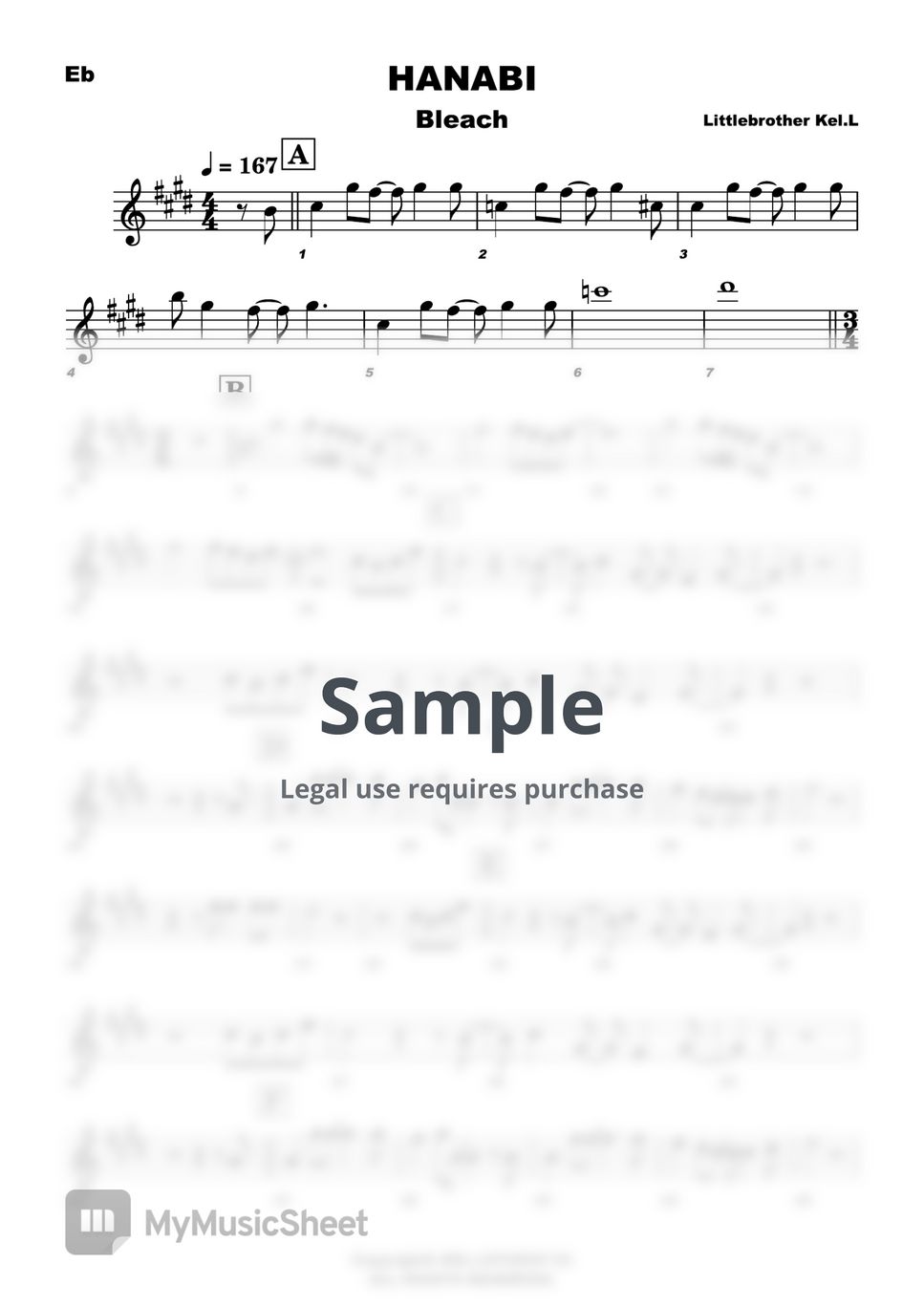 いきものがかり - HANABI - Bleach (C/ Bb/ F/ Eb キー樂譜) Sheets by littlebrother Kel.L