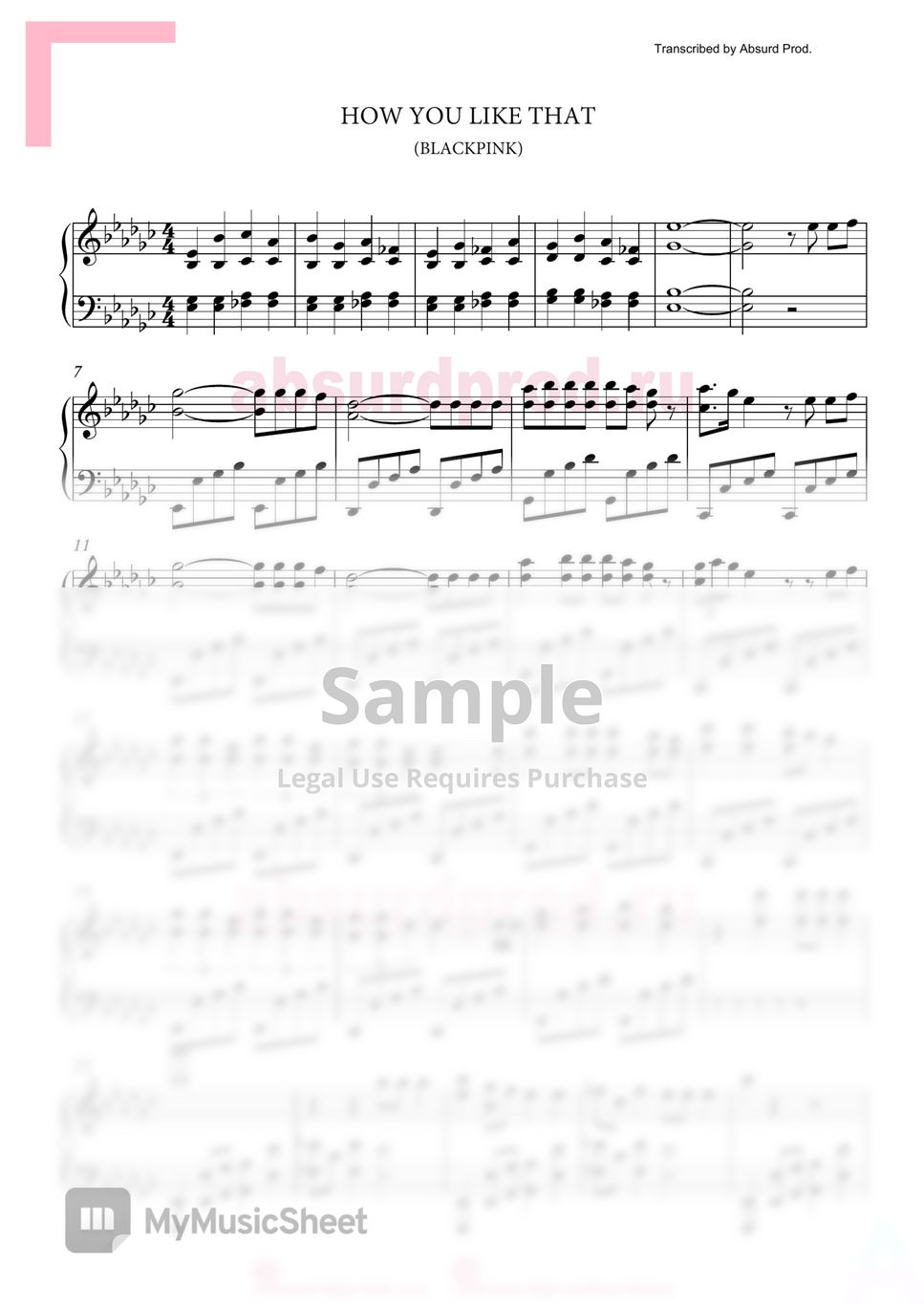 BLACKPINK - HOW YOU LIKE THAT (HYLT) Sheet Music by Absurd Prod.