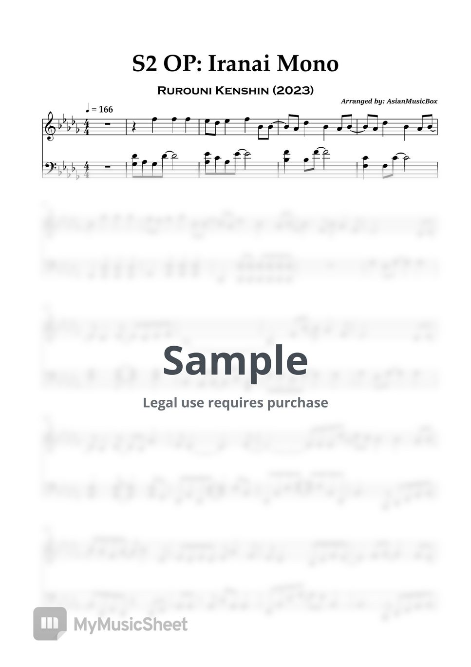 Rurouni Kenshin (2023) - S2 OP: 'Iranai Mono' (Sheet, MIDI, MultiTracks & WAV) Sheets by ...