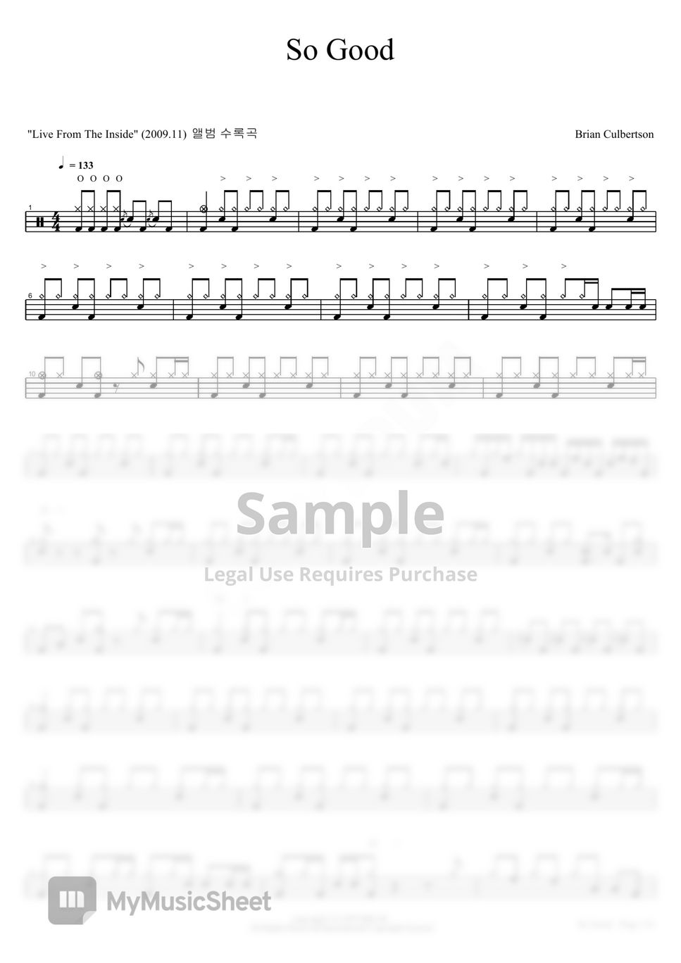 Brian Culbertson So Good Sheets By Copydrum