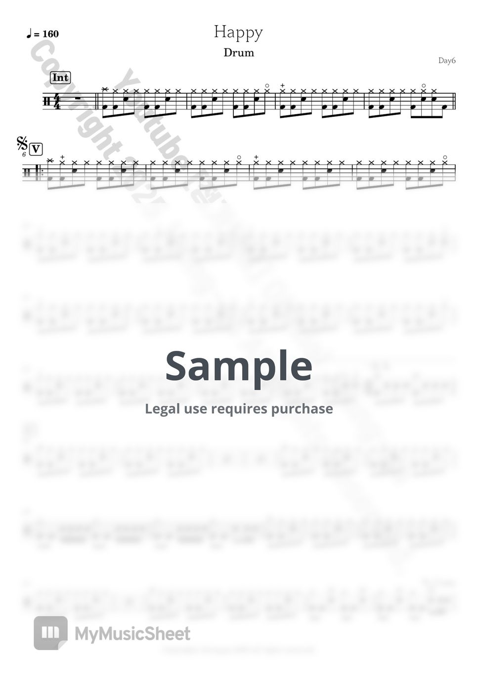 Day6 - Happy (Drum) Sheets by Youtube [정가채널] Official Jeong-ga