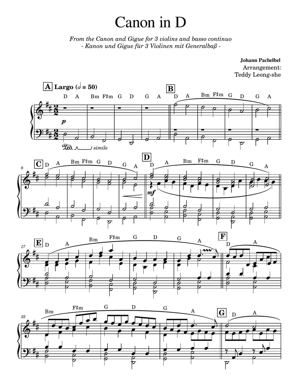 Johann Pachelbel - Canon in D Nota by Teddy LEONG-SHE