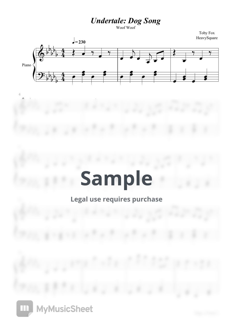 Toby Fox - Dogsong (Undertale) Sheet Music by dogemusic