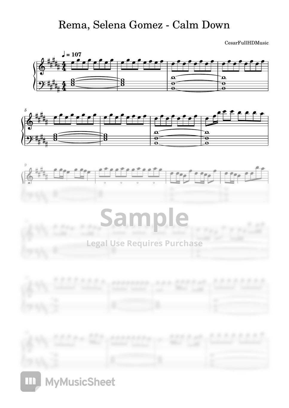 Rema, Selena Gomez - Calm Down Sheet Music