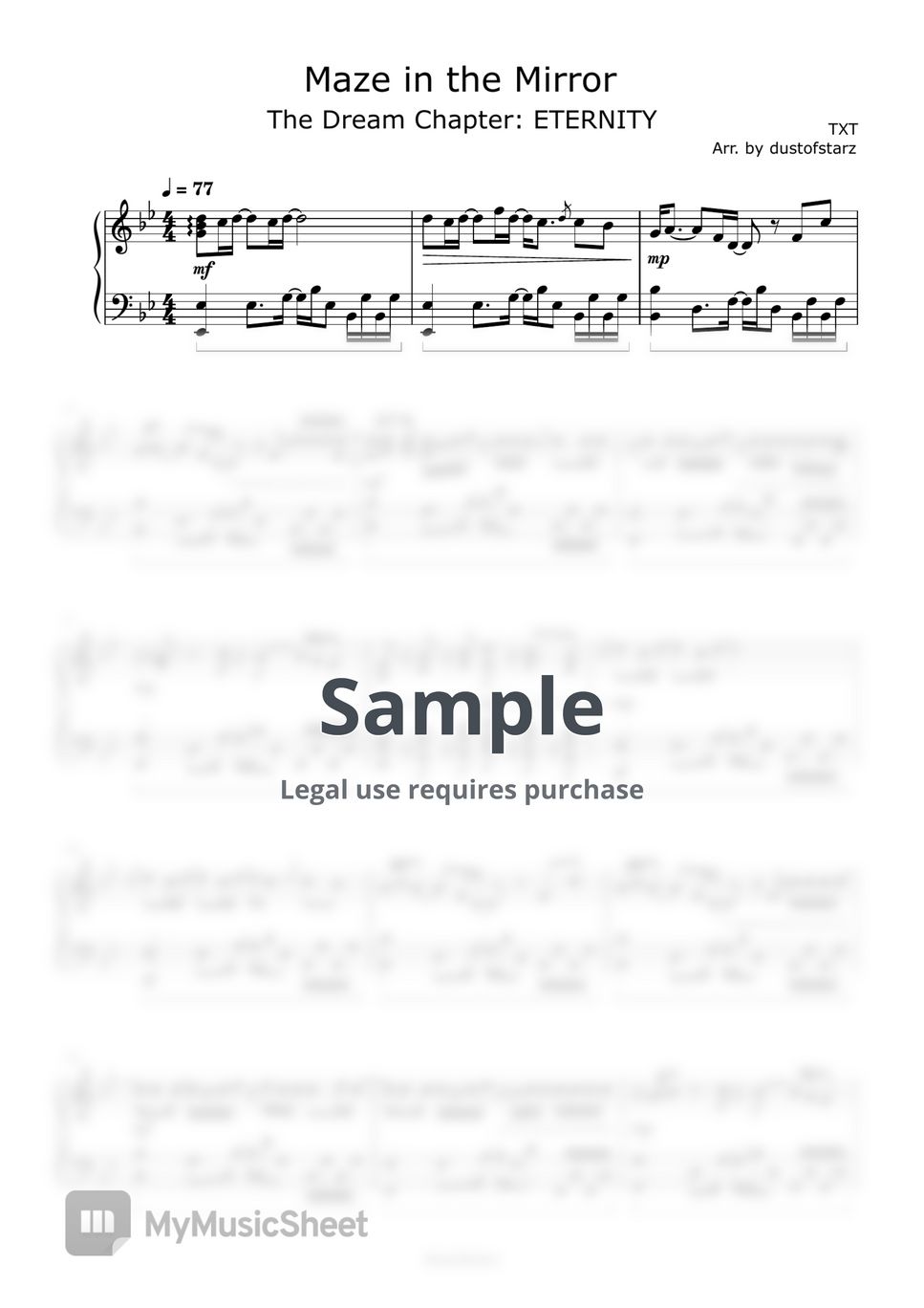 TXT - Maze in the Mirror 악보 by dustofstarz