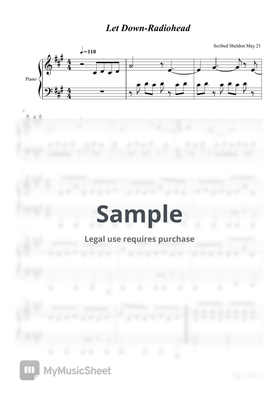Radiohead - Let Down (Radiohead) Sheet Music by dogemusic