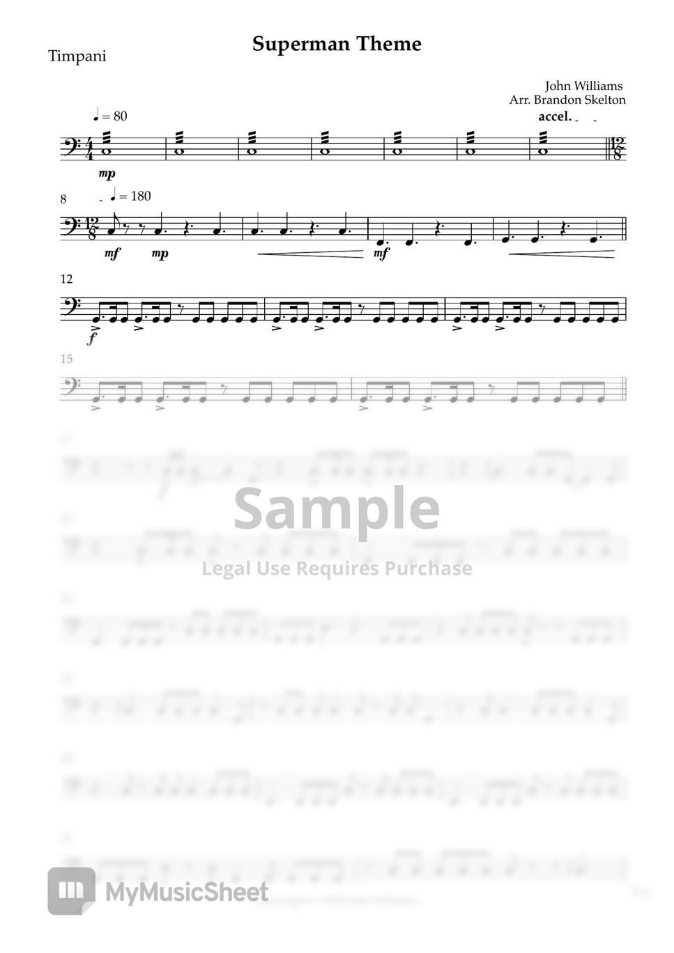 John Williams - Theme From Superman (Parts) نوتة by Brandon Skelton
